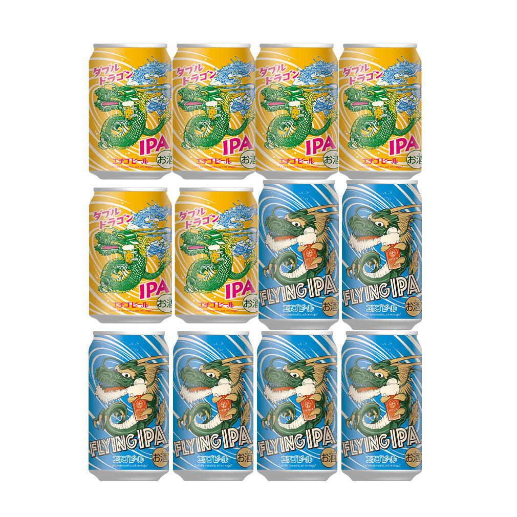 Echigo Beer Double Dragon IPA Flying IPA 12-Can Tasting Set, Craft Bee